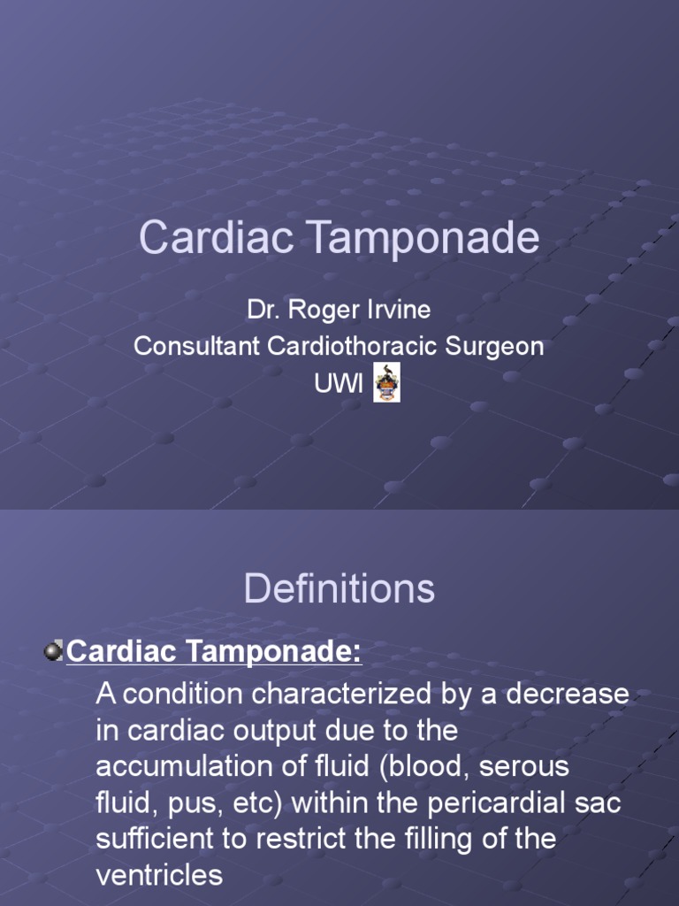Understanding Cardiac Tamponade Causes & Treatment | PDF