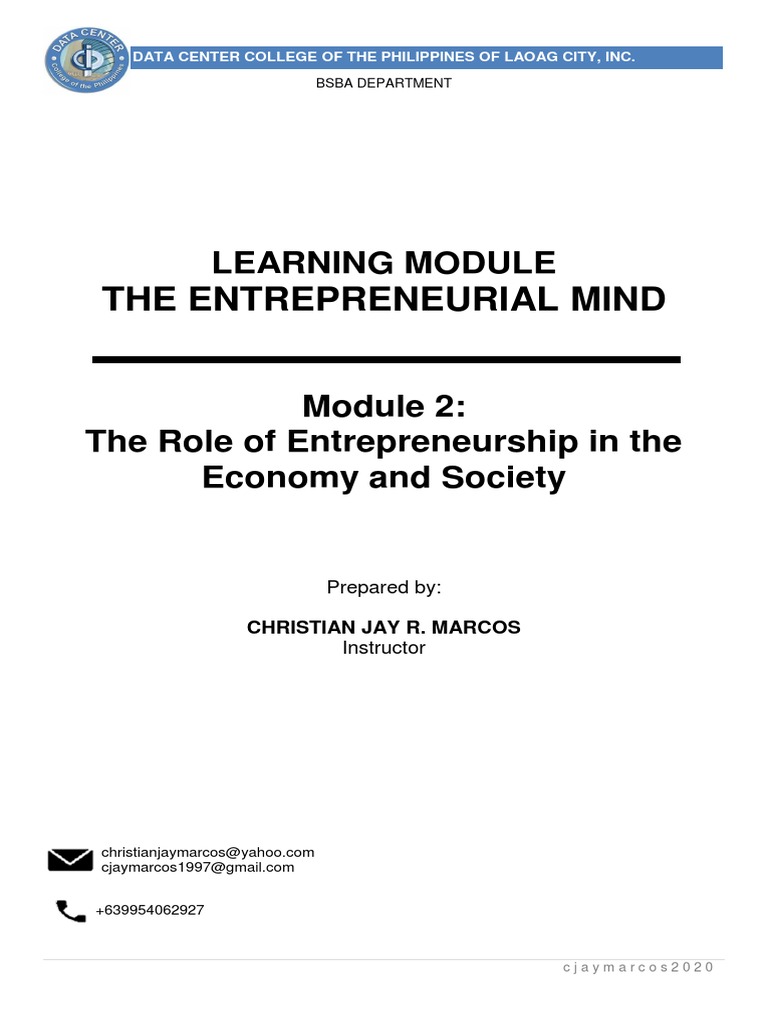 The Entrepreneurial Mind Module #2 | PDF | Entrepreneurship | Economic ...