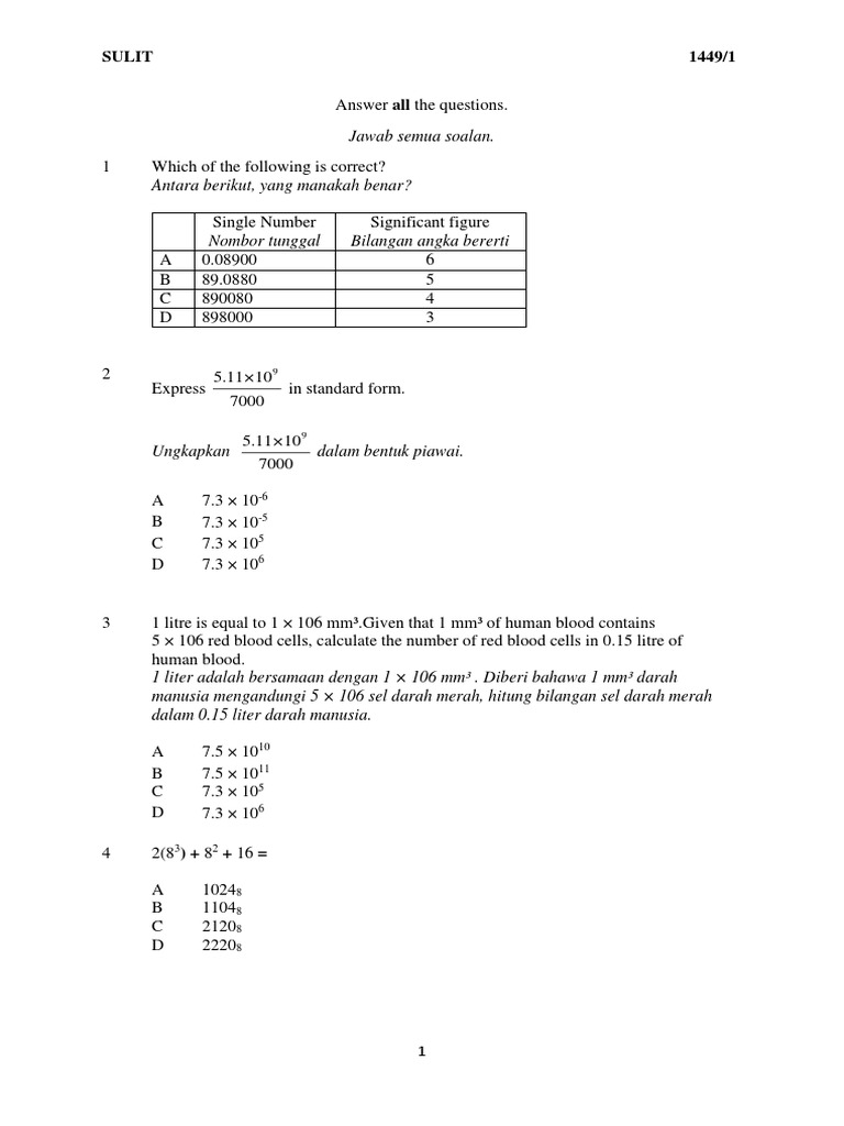 Johor (SMK Kangkar Pulai) Kertas 1 2020 | PDF