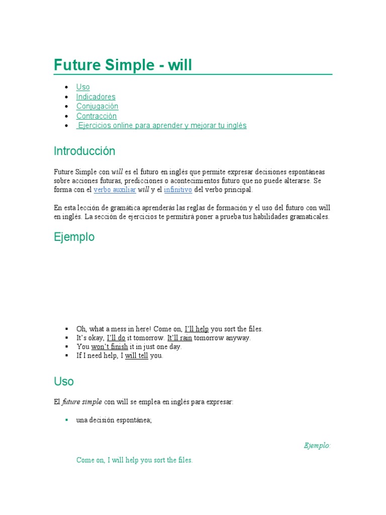 Future Simple | PDF | Verbo | Asunto (gramática)