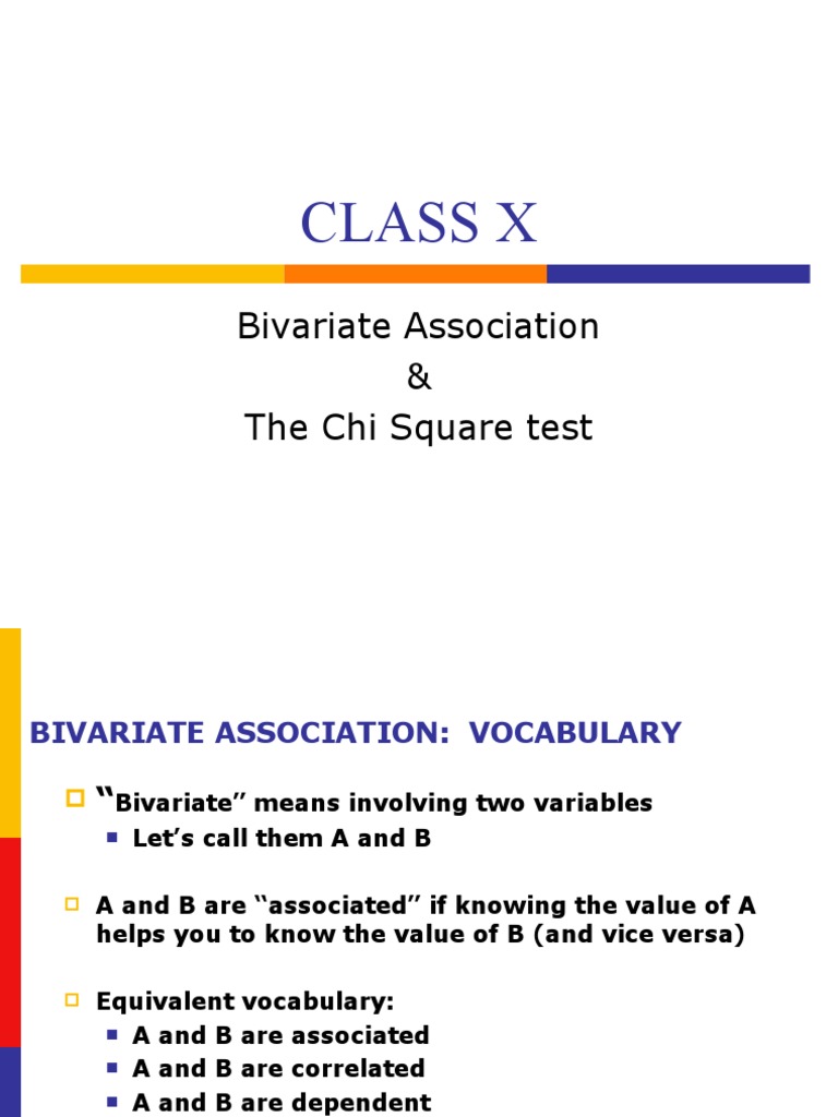 Class X: Bivariate Association & The Chi Square Test | PDF | Chi ...