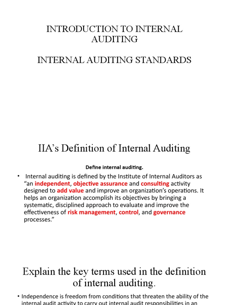 02 - Introduction To Internal Auditing Wk. 1 | PDF | Internal Audit | Audit