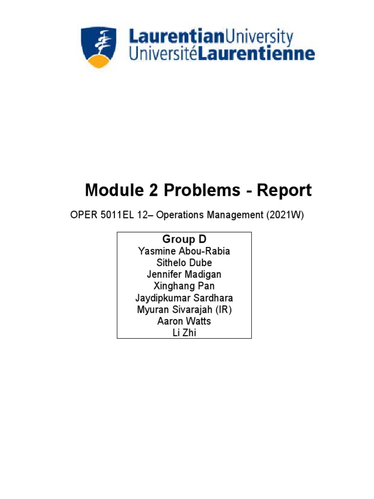 Group D - Module 2 Problems Final | PDF | Forecasting | Linear Regression