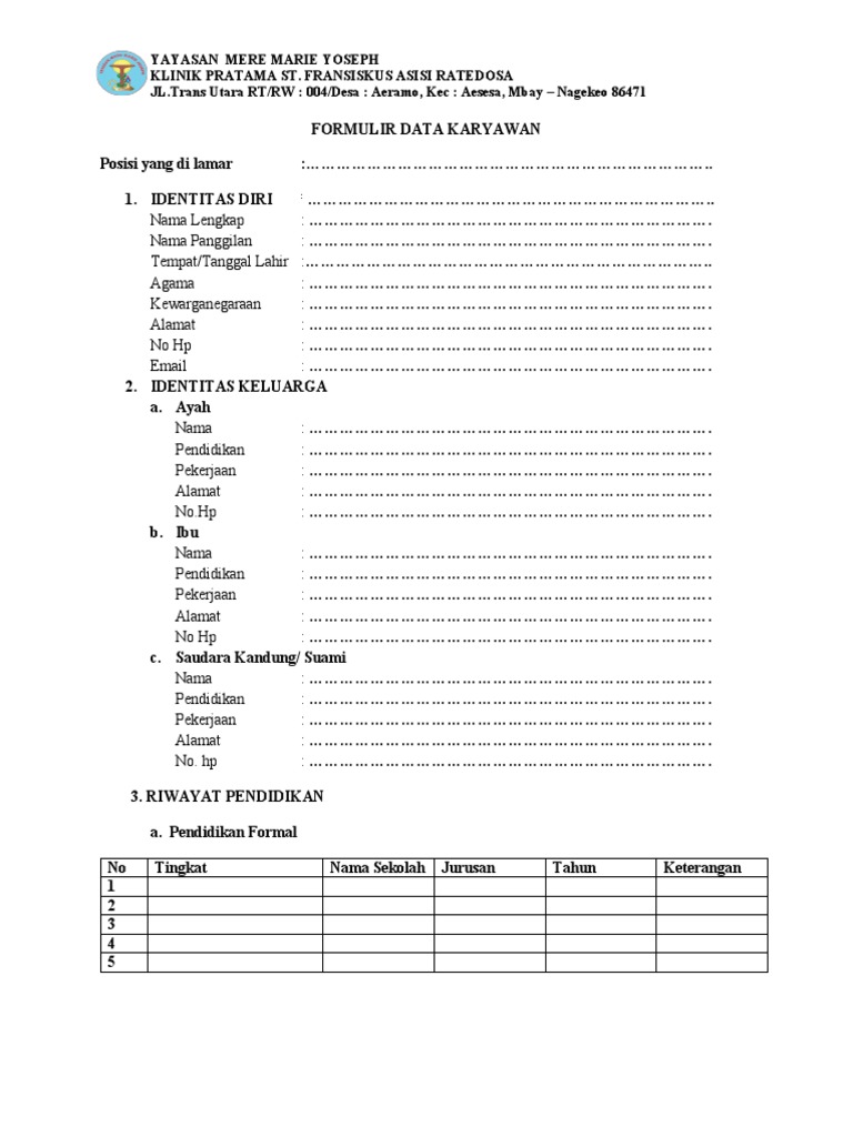 Formulir Data Karyawan | PDF