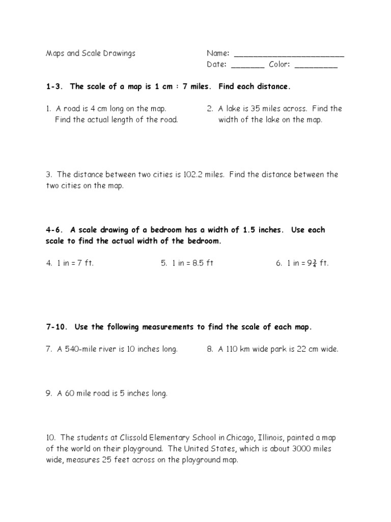 Math Exercises on Map Scales | PDF