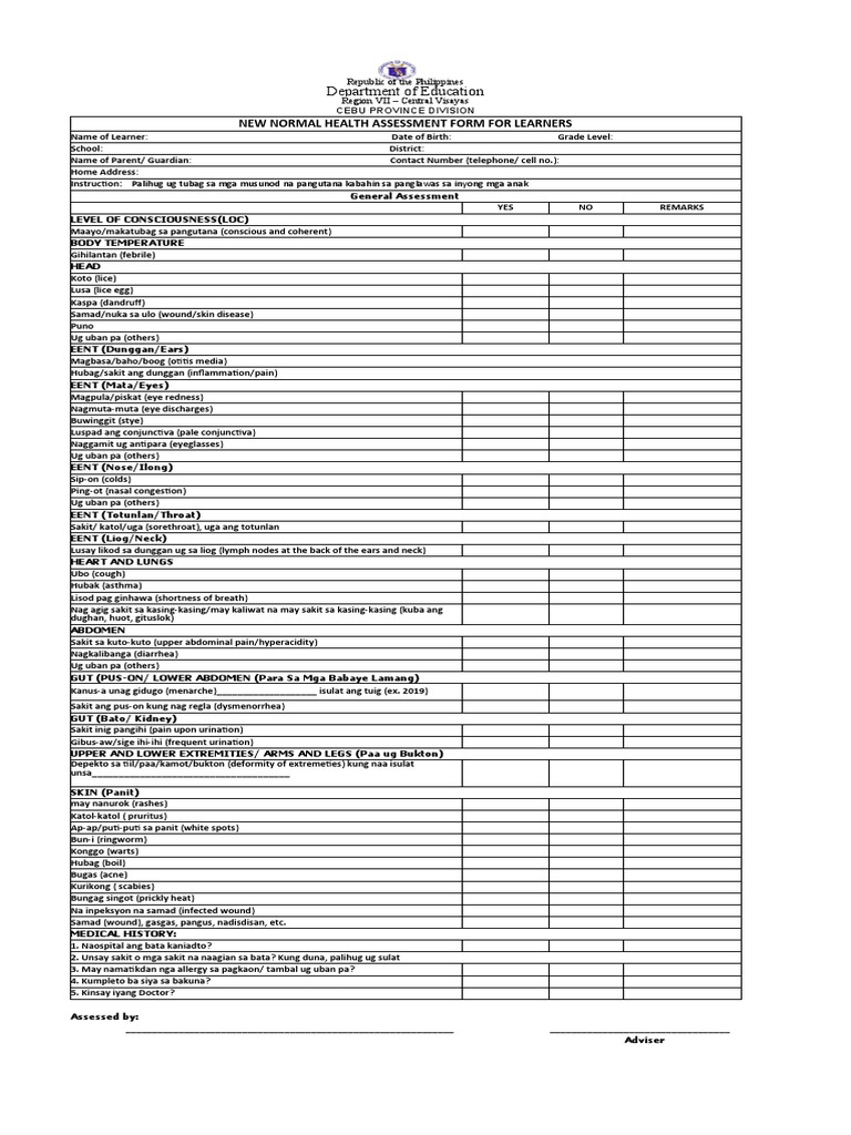 New Normal Health Assessment Form Edited | PDF