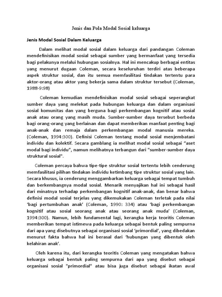 Modal Sosial Keluarga | PDF