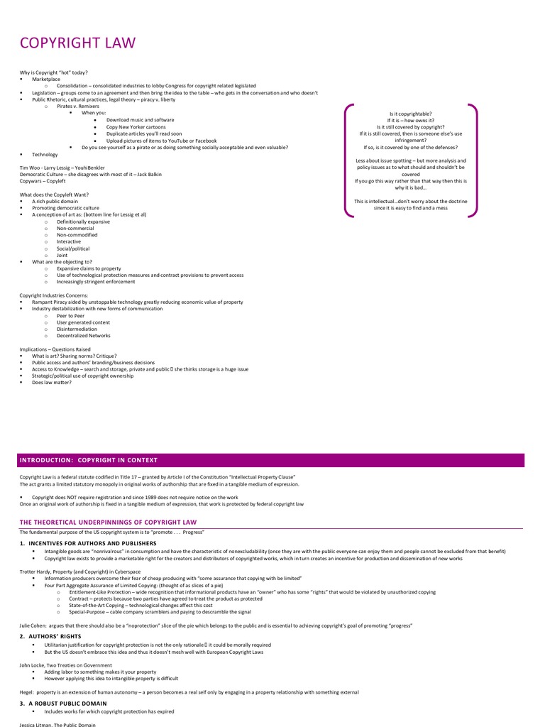 Copyright Outline | PDF | Copyright | Copyright Infringement