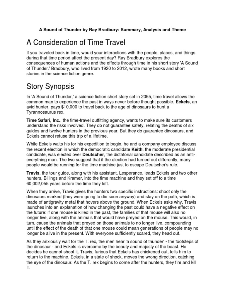 A Sound of Thunder: Summary & Themes | PDF