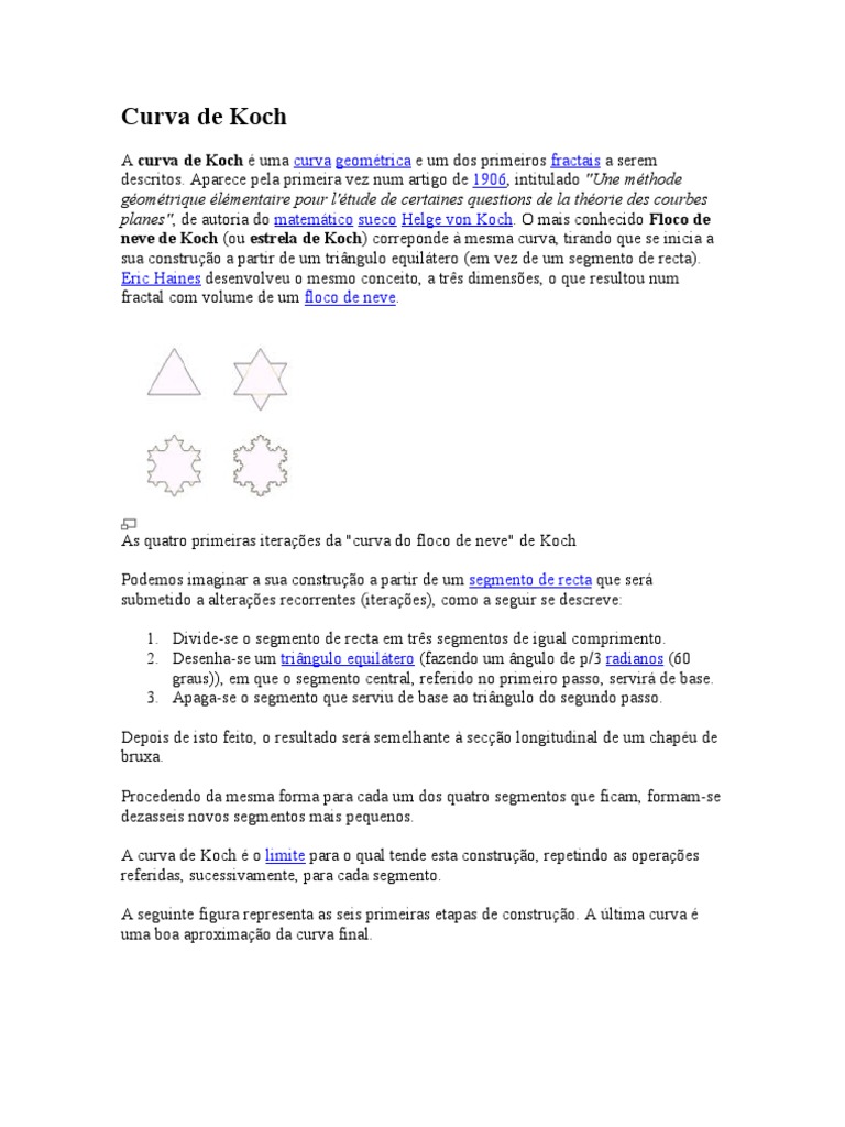 Curva de Koch - Geometria Fractal | PDF | Formas geométricas | Geometria