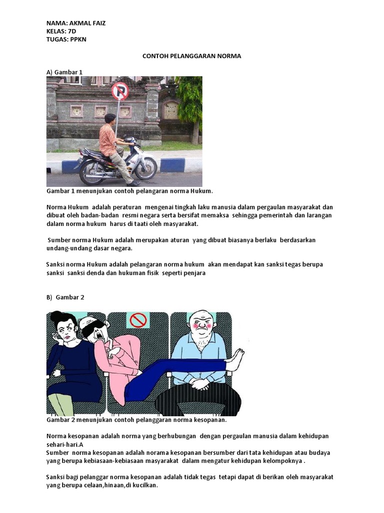 Contoh Pelanggaran Norma | PDF