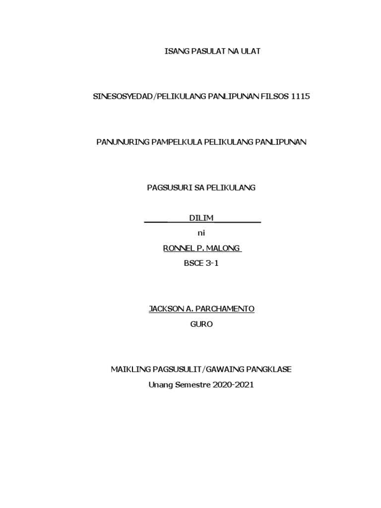 Movie Review Dilim | PDF