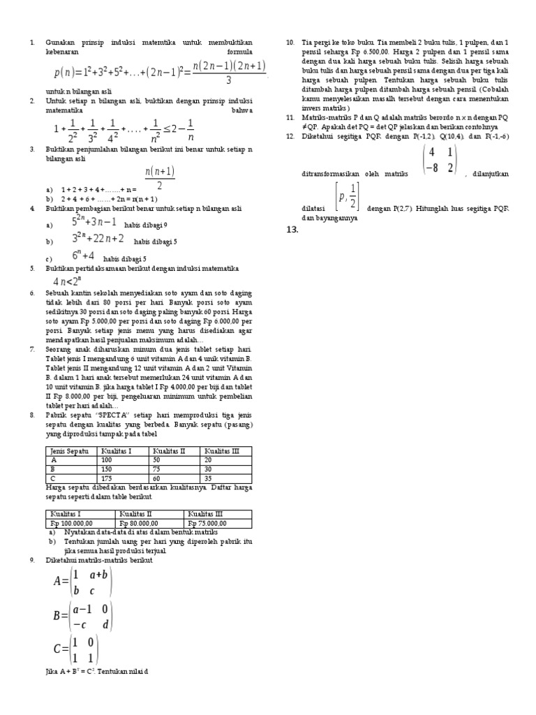 Persiapan Soal-Soal Matematika Wajib Kelas XI | PDF