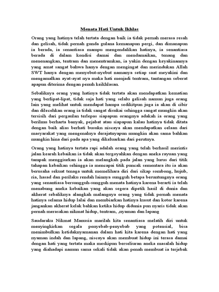 Menata Hati Untuk Ikhlas | PDF | Agama & Spiritualitas