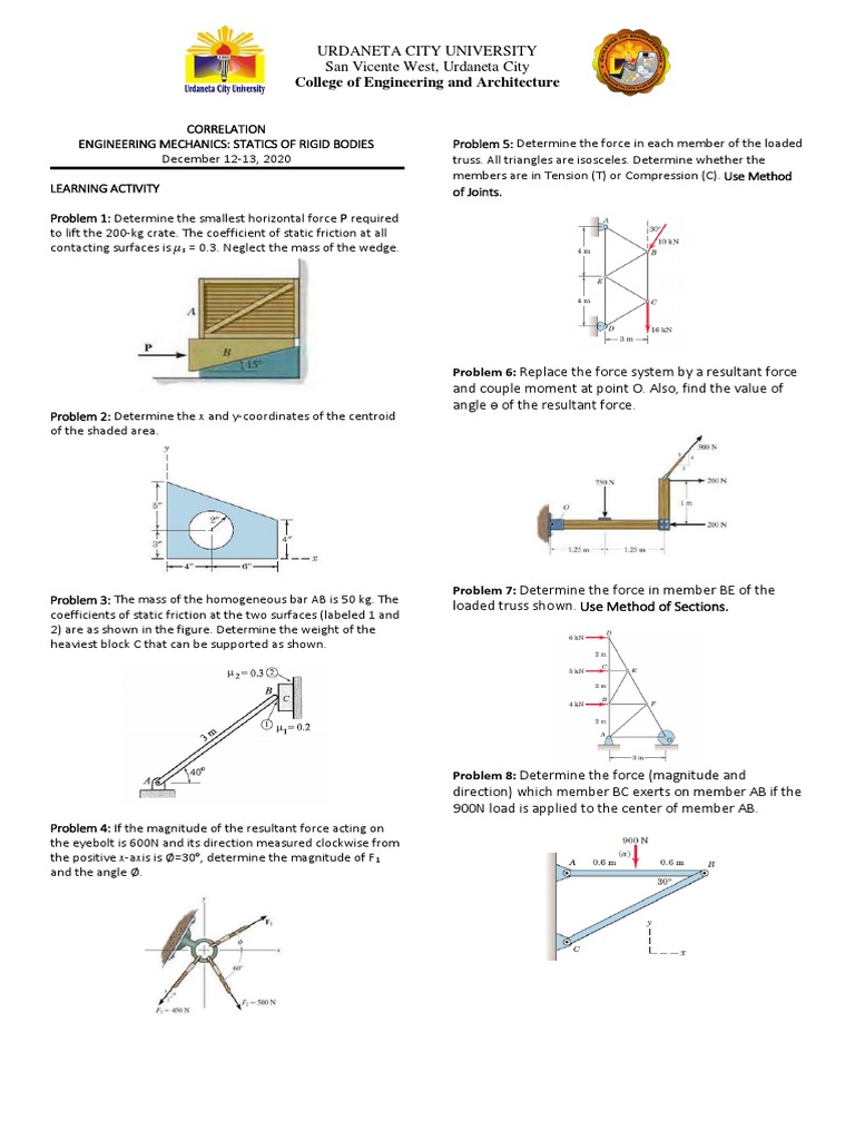 Correlation SRB Problem Set | PDF | Force | Truss