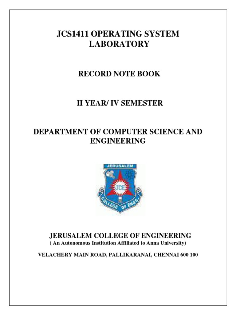 Ii-Jcs1411 Os Lab Manual | PDF | Unix | Operating System