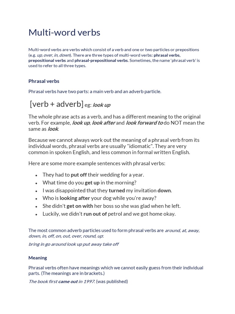 Phrasal Verb Material | PDF | Phrase | Preposition And Postposition