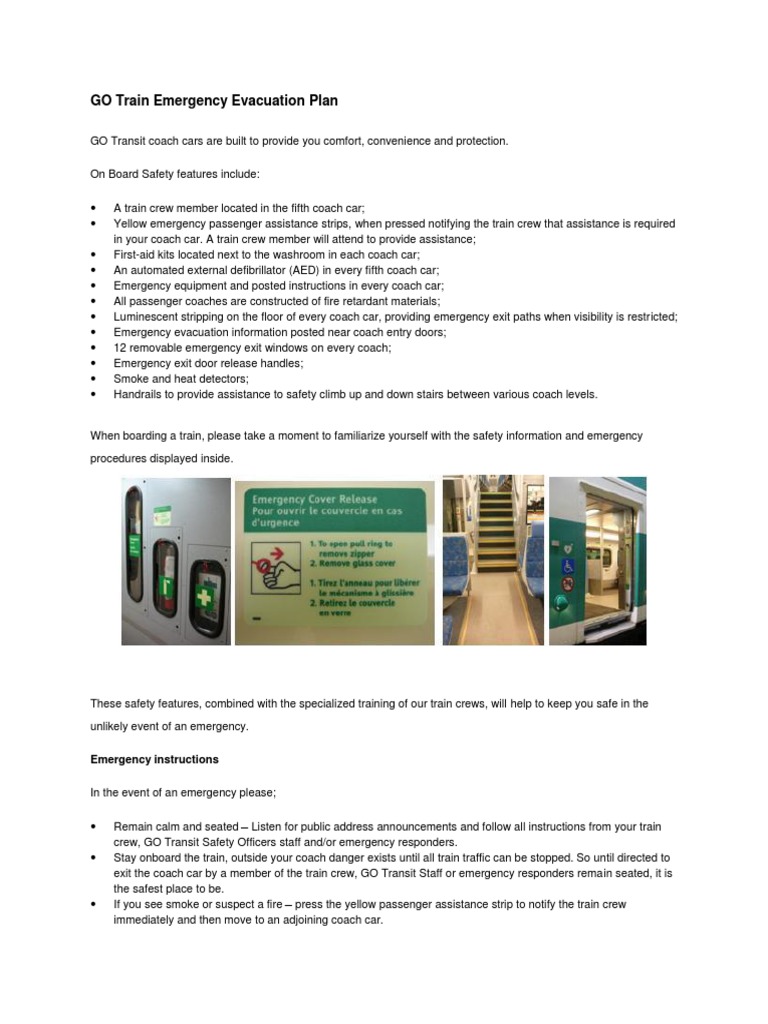GO Train Emergency Safety Guide | PDF | Emergency Evacuation | Train