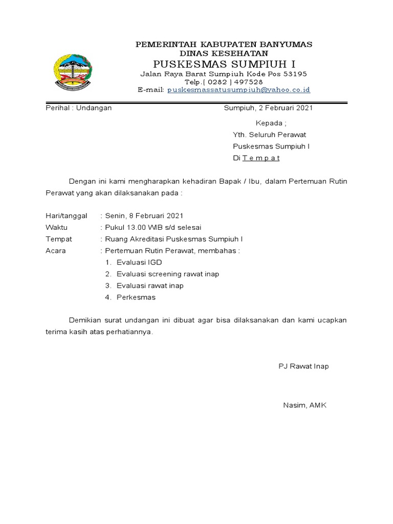 Undangan Pertemuan Rutin Perawat Pdf