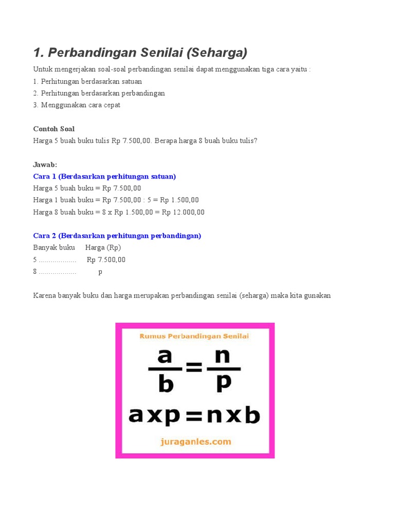 Perbandingan Senilai Dan Berbalik Nilai | PDF