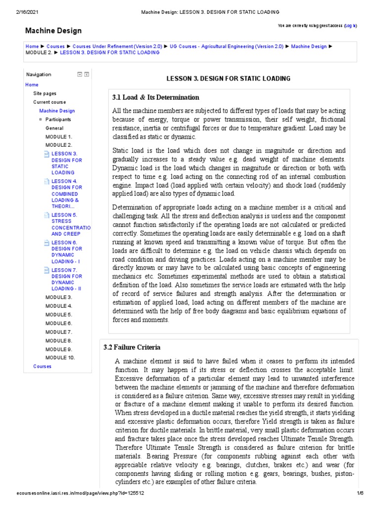 Static Loading Design in Machine Engineering | PDF | Strength Of ...