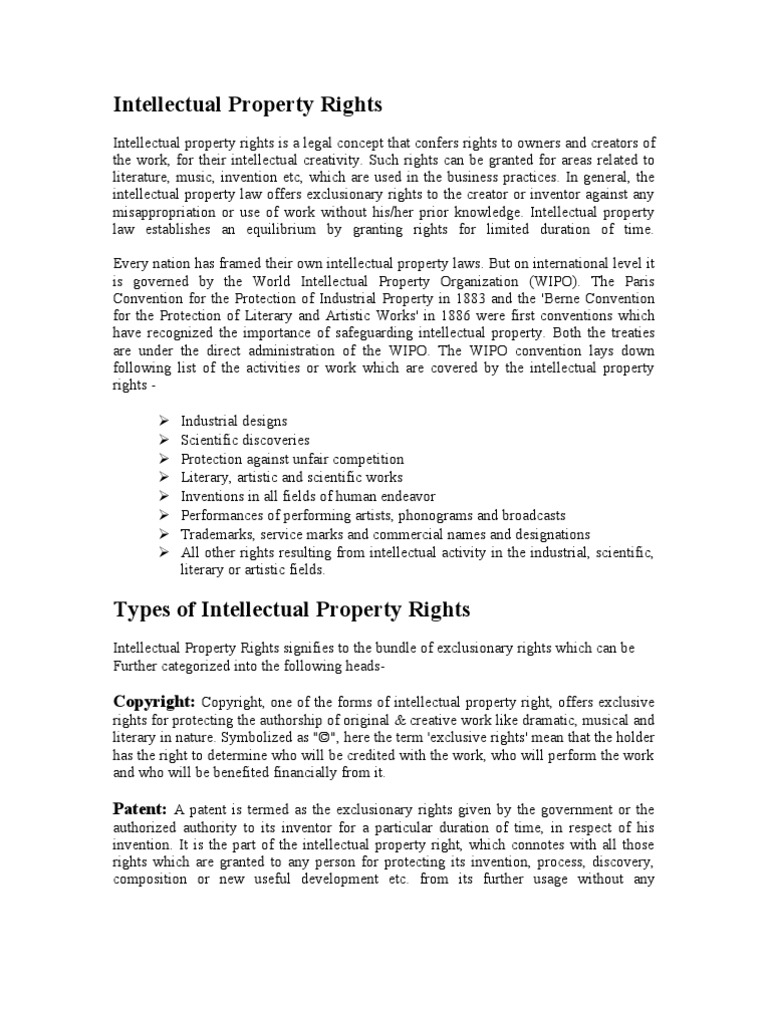 Intellectual Property Rights | PDF | Intellectual Property | Copyright