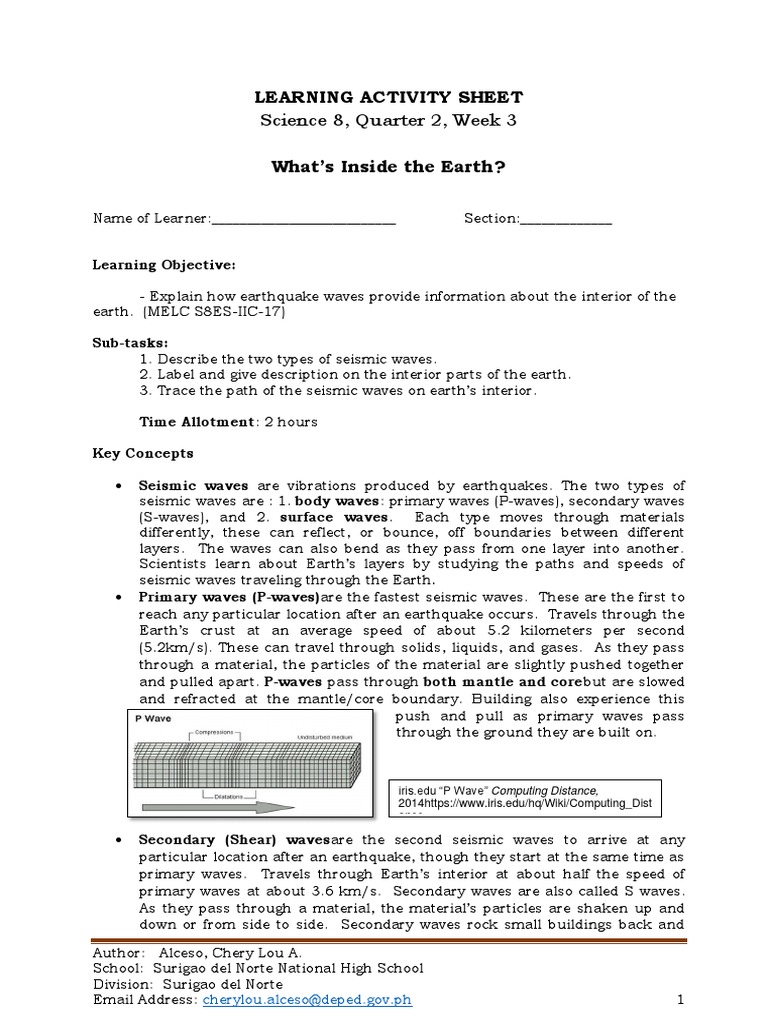 Science 8, Quarter 2, Week 3: Learning Activity Sheet | PDF ...