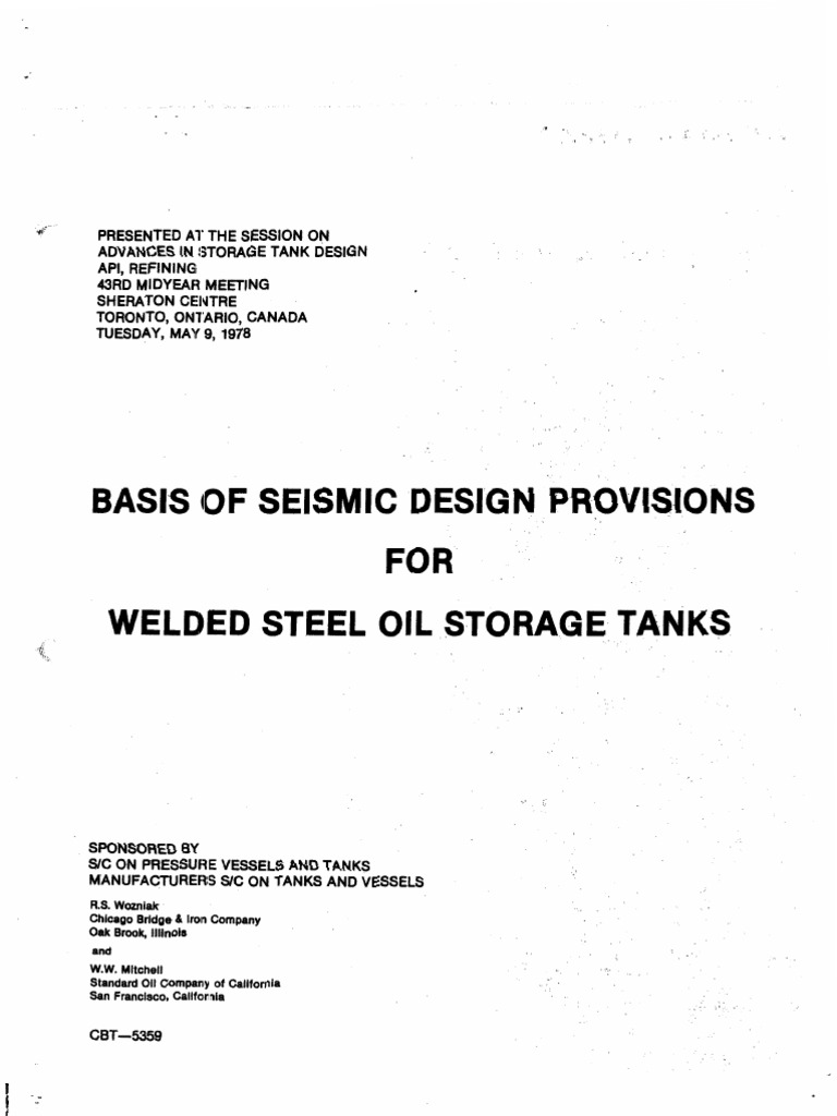 Seismic Design for Steel Oil Tanks | PDF