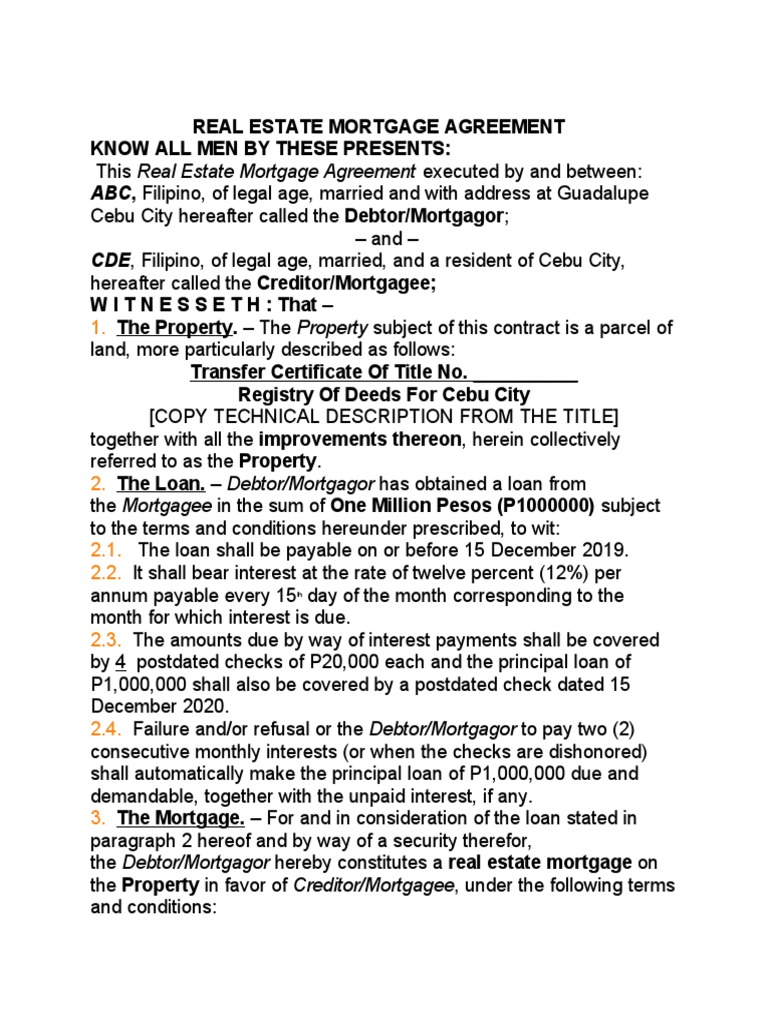Real Estate Mortgage Terms | PDF | Mortgage Law | Real Estate Law
