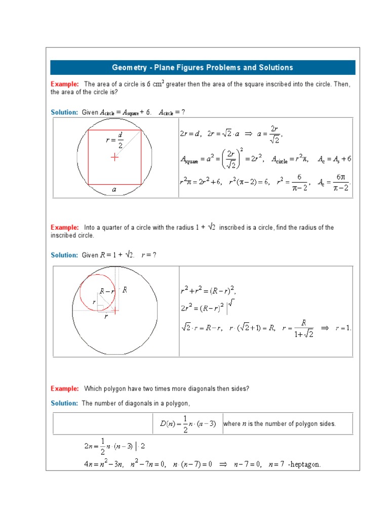 Solved Problems-Plane Figures | PDF | Circle | Area