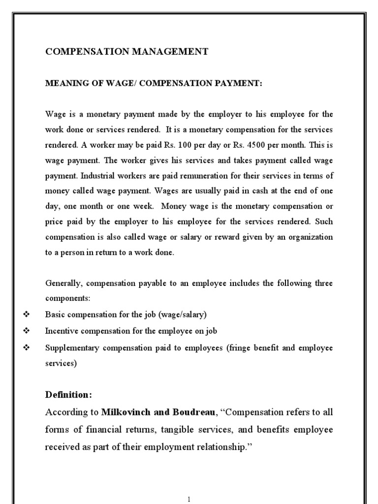 Compensation Management HRM | PDF | Employee Benefits | Wage
