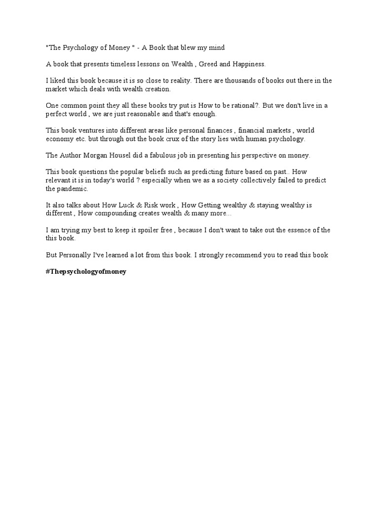 The Psychology of Money | PDF