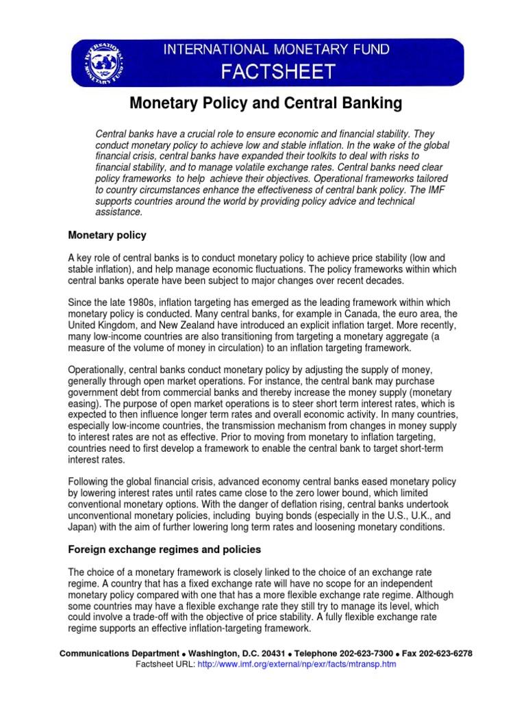 Monetary Policy and Central Banking PDF | PDF | Monetary Policy ...