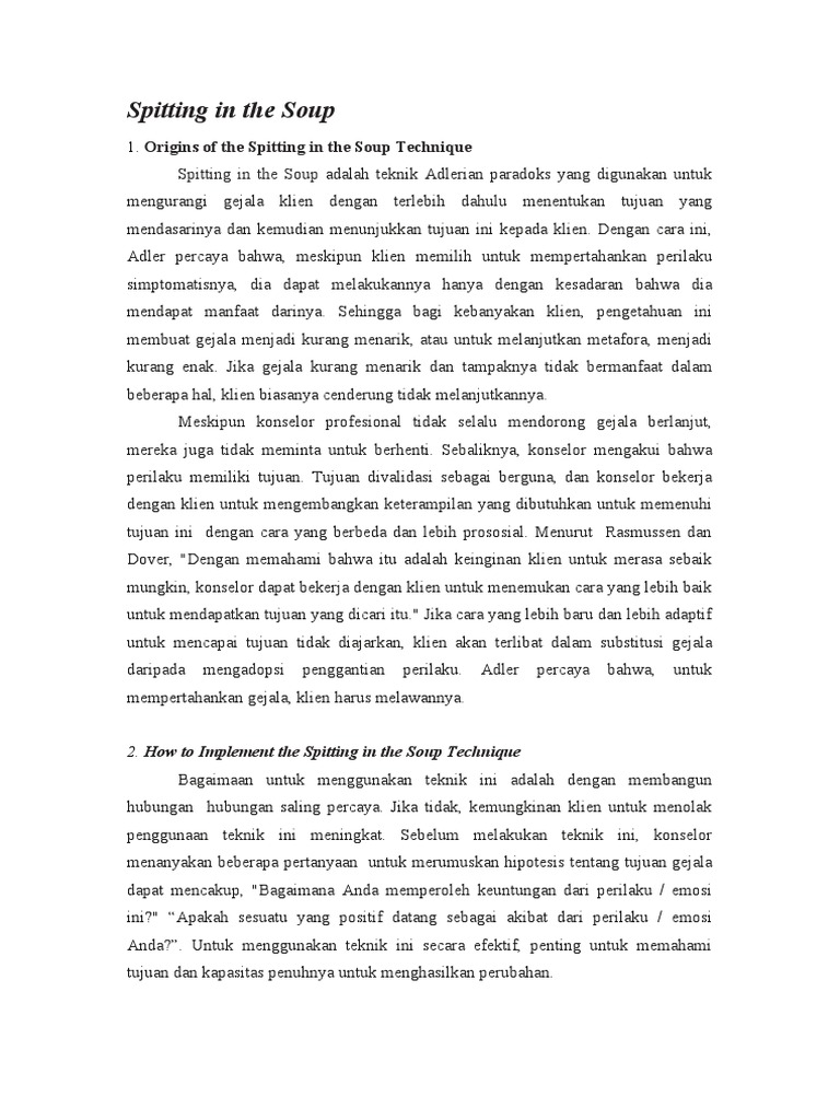 Origins of The Spitting in The Soup Technique | PDF