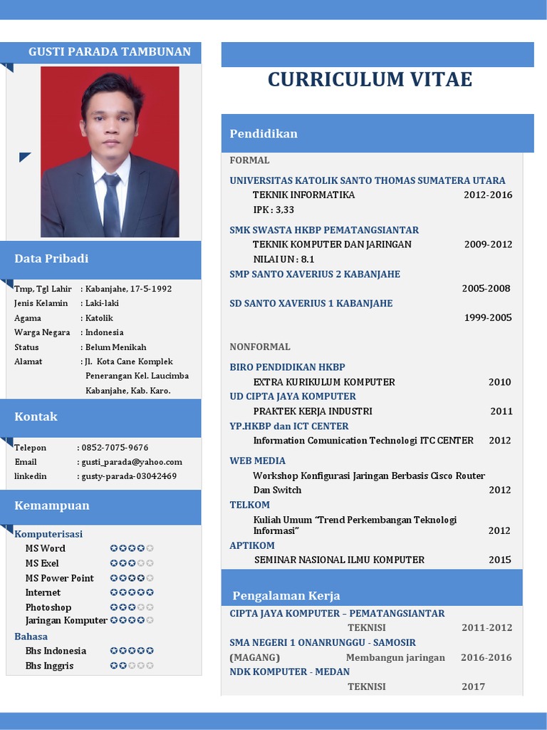 Contoh Surat Lamaran Kerja dan CV | PDF