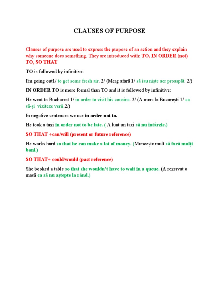 Clauses of Purpose | PDF