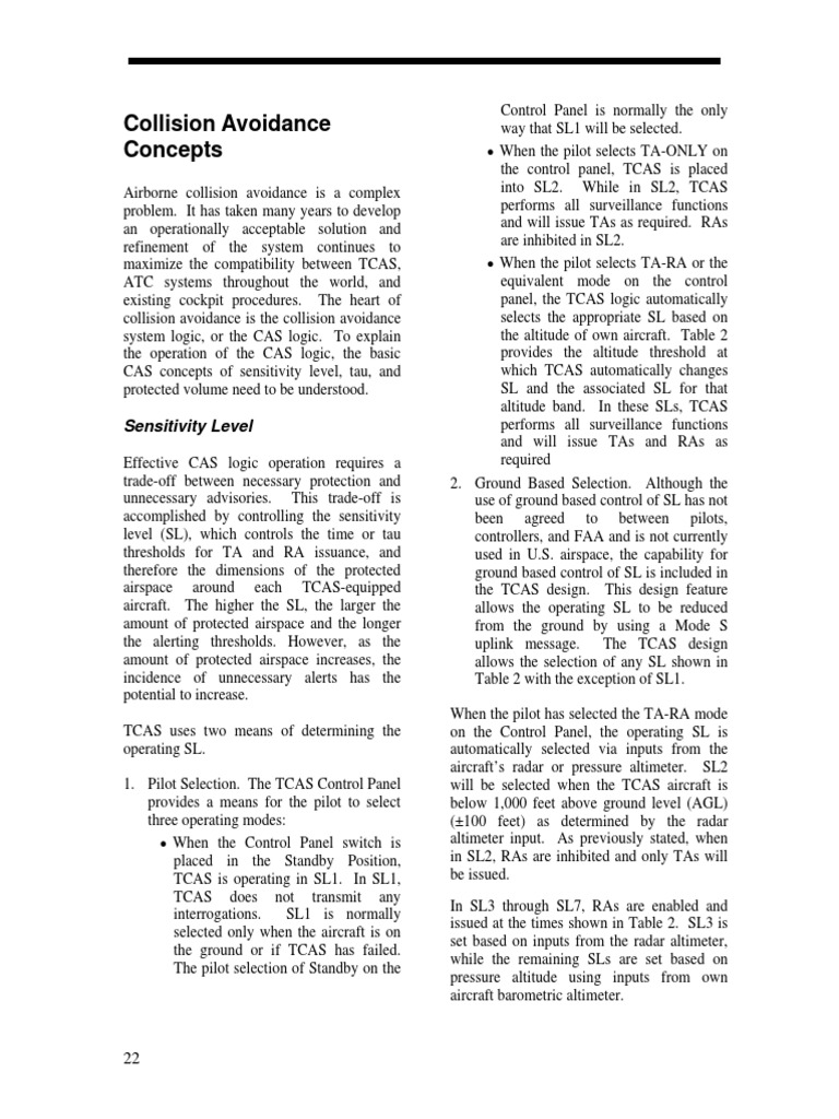 Navigating TCAS Sensitivity Levels and Alert Thresholds | PDF ...