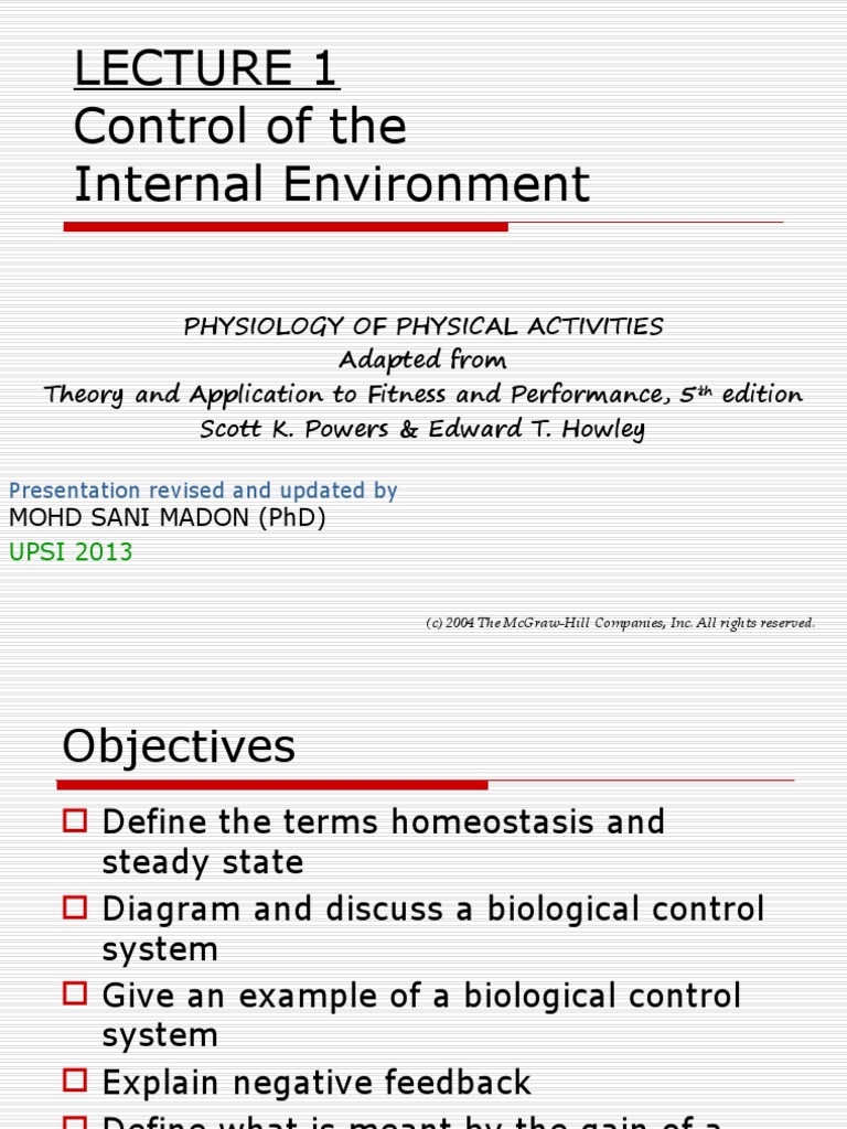 Control of The Internal Environment | PDF | Homeostasis | Physiology