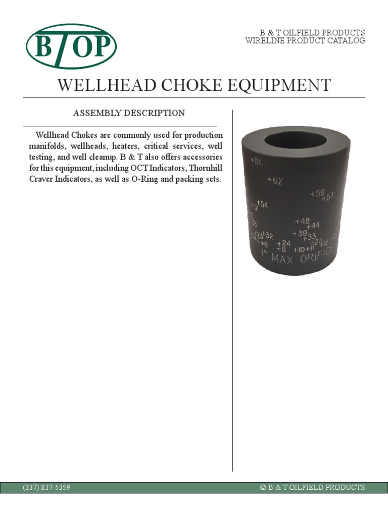 Wellhead Choke Equipmentbtop Wireline Catalog | PDF | Nature