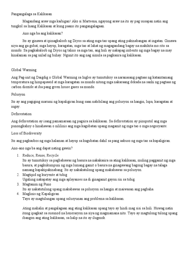 Pangangalaga Sa Kalikasan | PDF