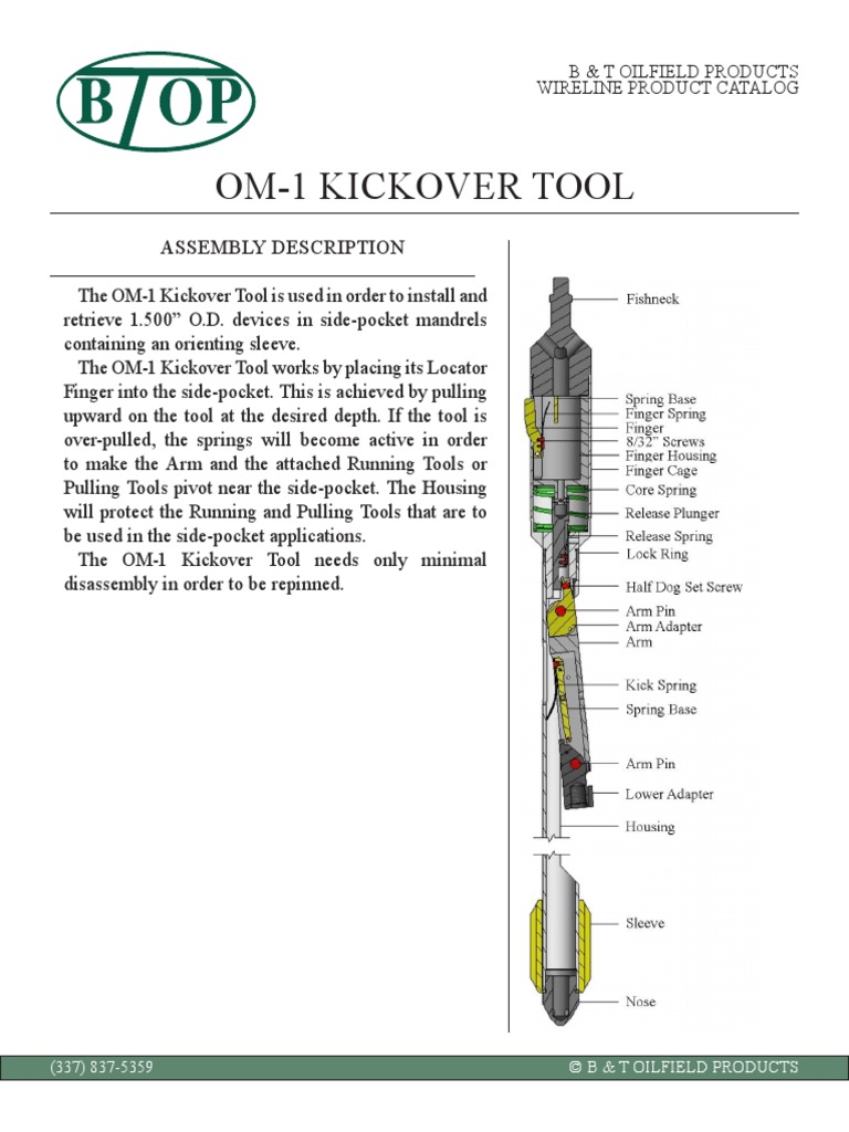 Om-1 Kickover Tool: B & T Oilfield Products Wireline Product Catalog ...