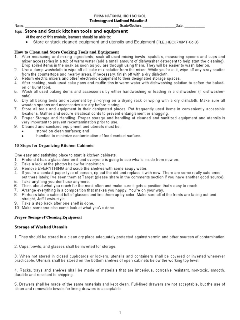 Store and Stack Kitchen Tools and Equipment | PDF | Dishwasher ...