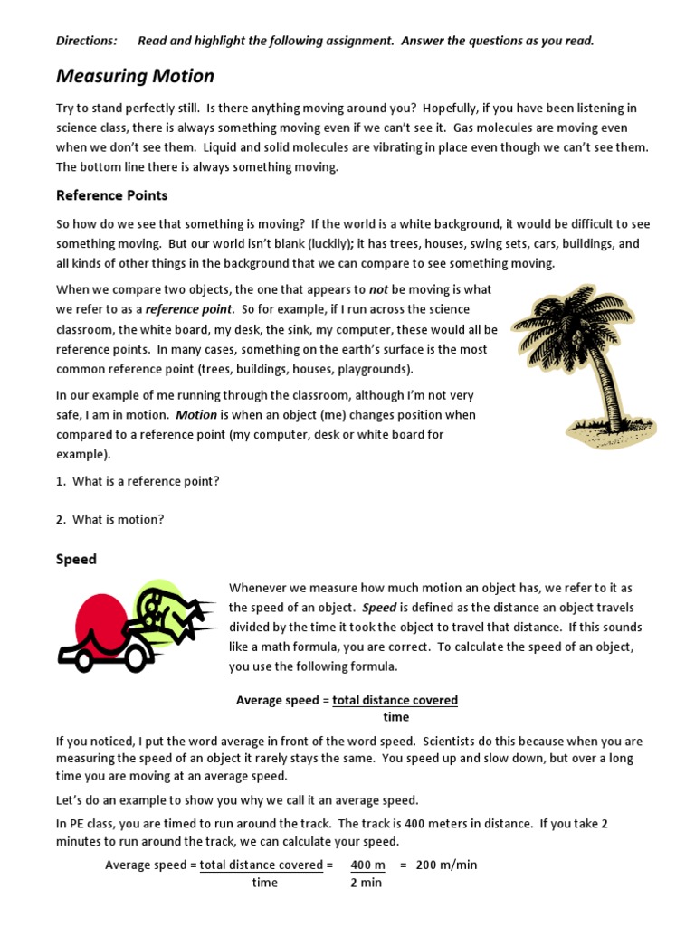 Measuring Motion HW-0 | PDF | Speed | Velocity