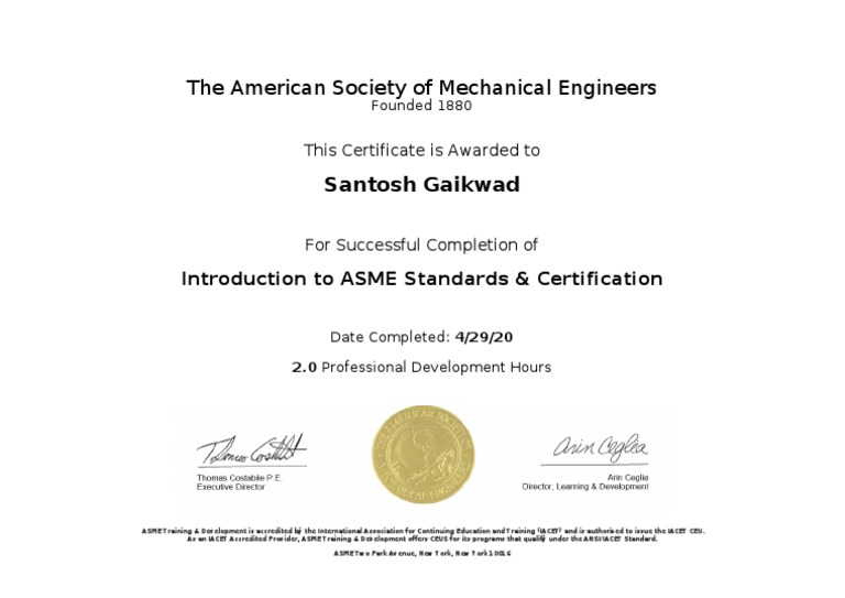 Introduction To ASME Standards & Certification | PDF
