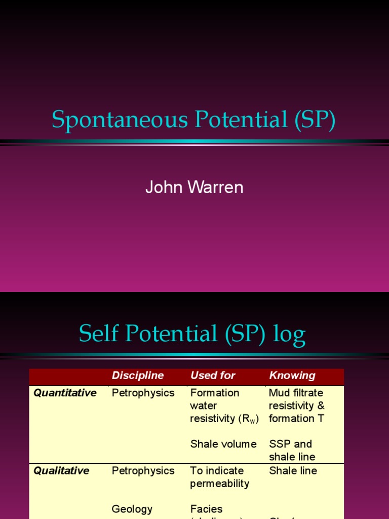 Spontaneous Potential (SP) : John Warren | PDF | Chemistry | Applied ...