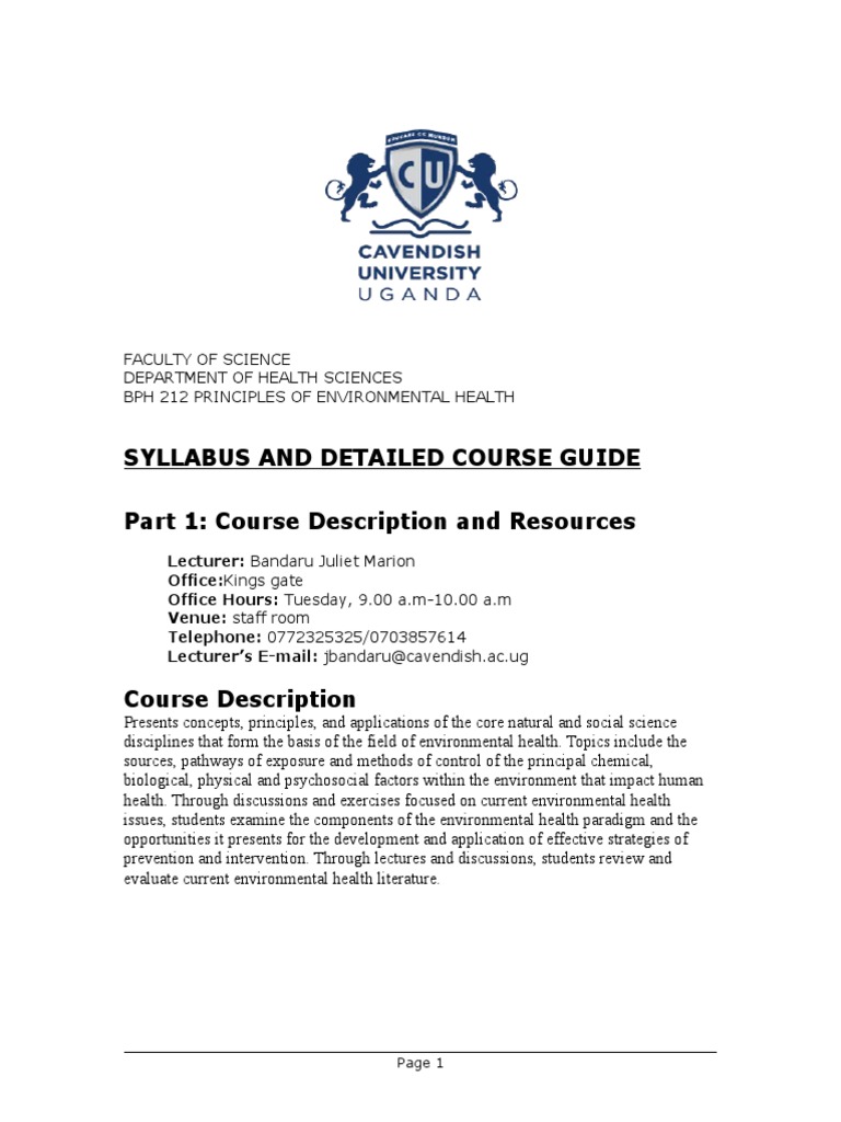 Environmental Health Course Syllabus | PDF | Ecosystem | Hazards