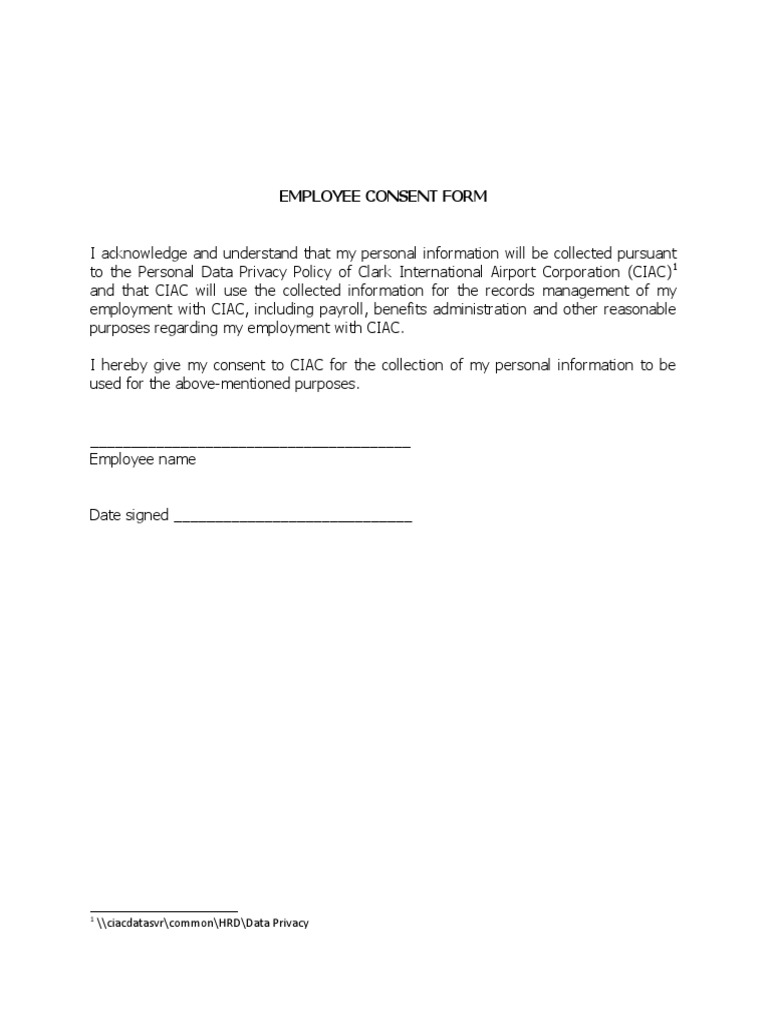 Employee Consent Form: //ciacdatasvr/common/HRD/Data Privacy | PDF