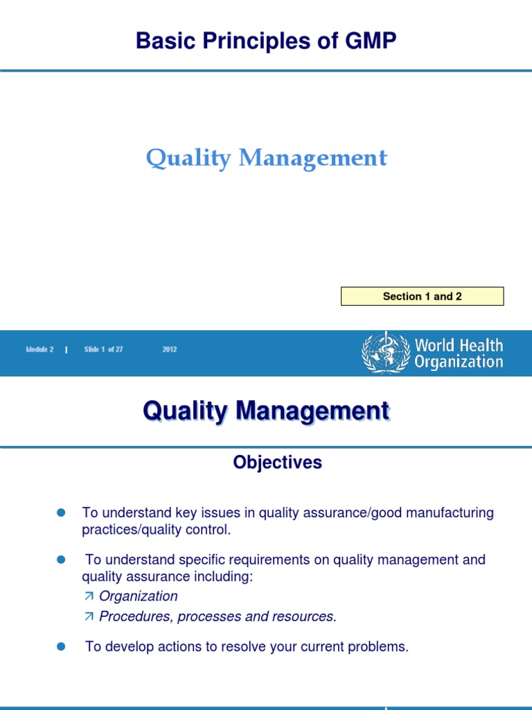 GMP Quality Management Principles | PDF | Quality Assurance | Quality