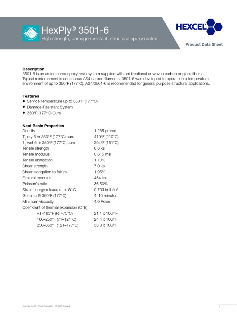 Hexply 3501-6: High Strength, Damage-Resistant, Structural Epoxy Matrix ...