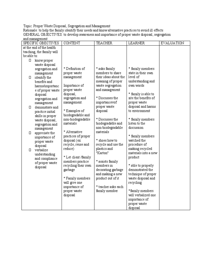 Teaching Plan Proper Waste | PDF | Waste Management | Biodegradation